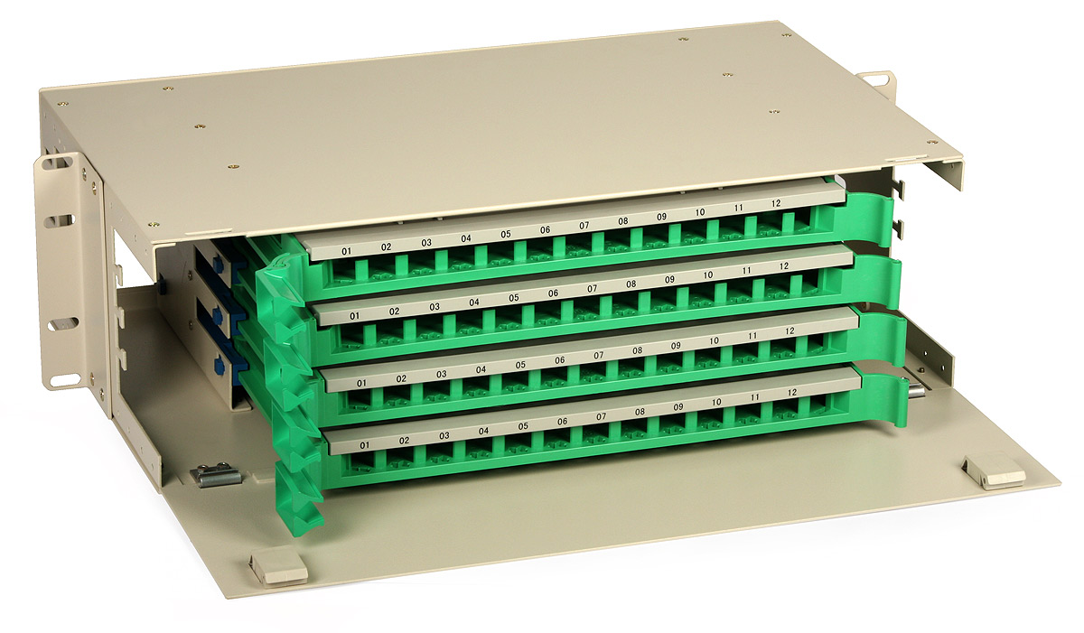 Panel światłowodowy 19' ULTIMODE MT-648, (3U, komplet z szufladami 4x ...
